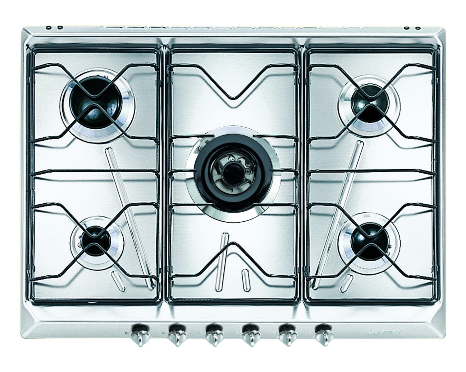 Table de cuisson à gaz encastrable en acier inoxydable Smeg SRV576-5 5 ...