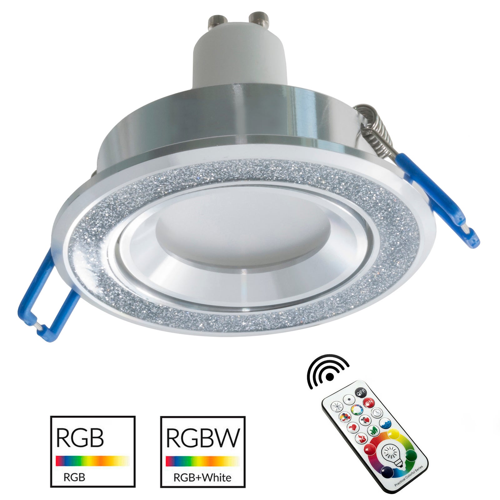 Spot encastré moderne rond 7cm argent pailleté play light LED RGBW GU10 ...