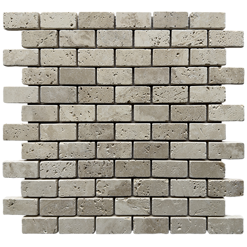 Mosaïque travertin Mix vieillie 2,3 x 4,8 x 1 cm - Vendu par filet de 30,5 x 30,5 cm | Leroy Merlin