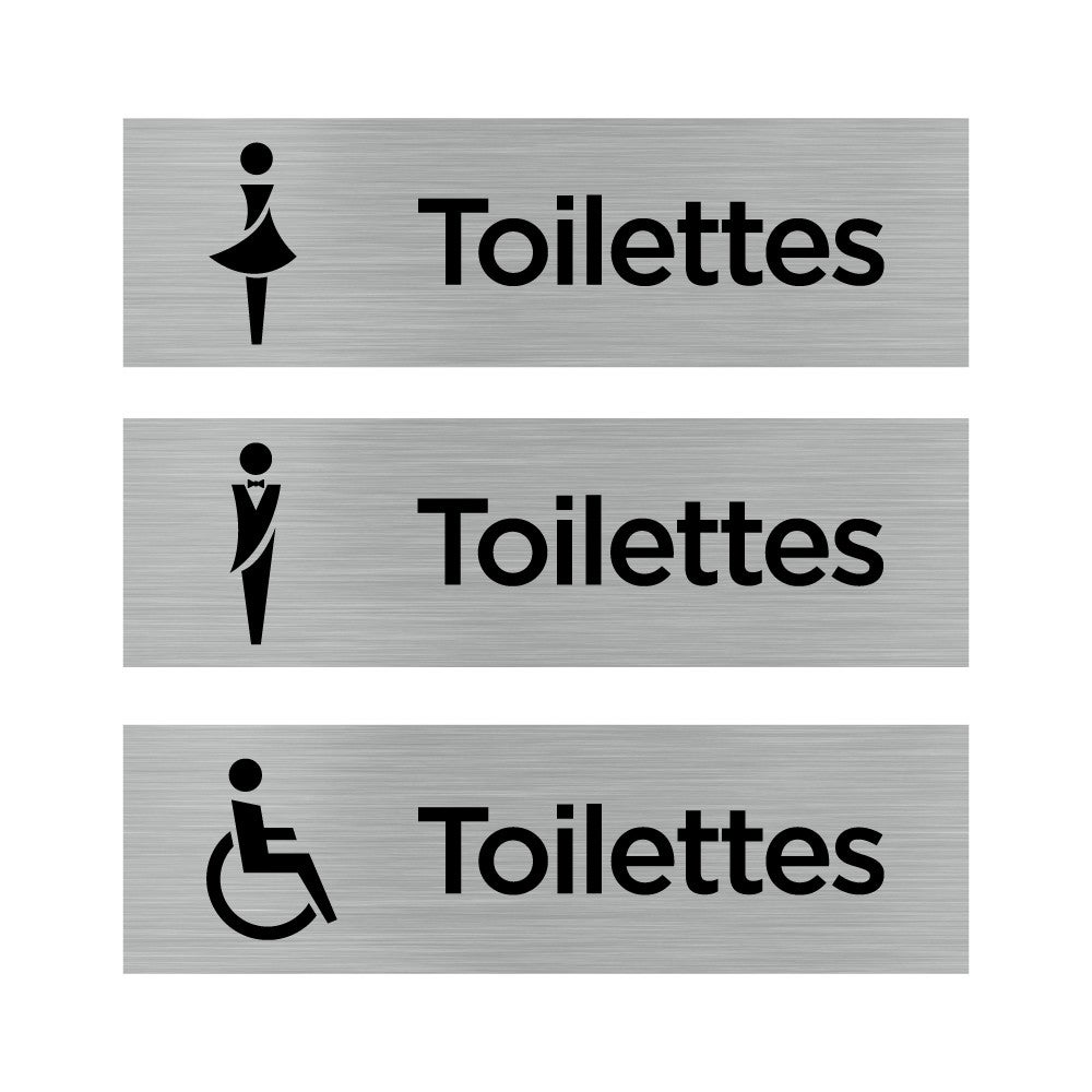 Plaque de porte WC Lot de 3 pictogrammes toilettes, 170x50 mm (17x5 cm ...