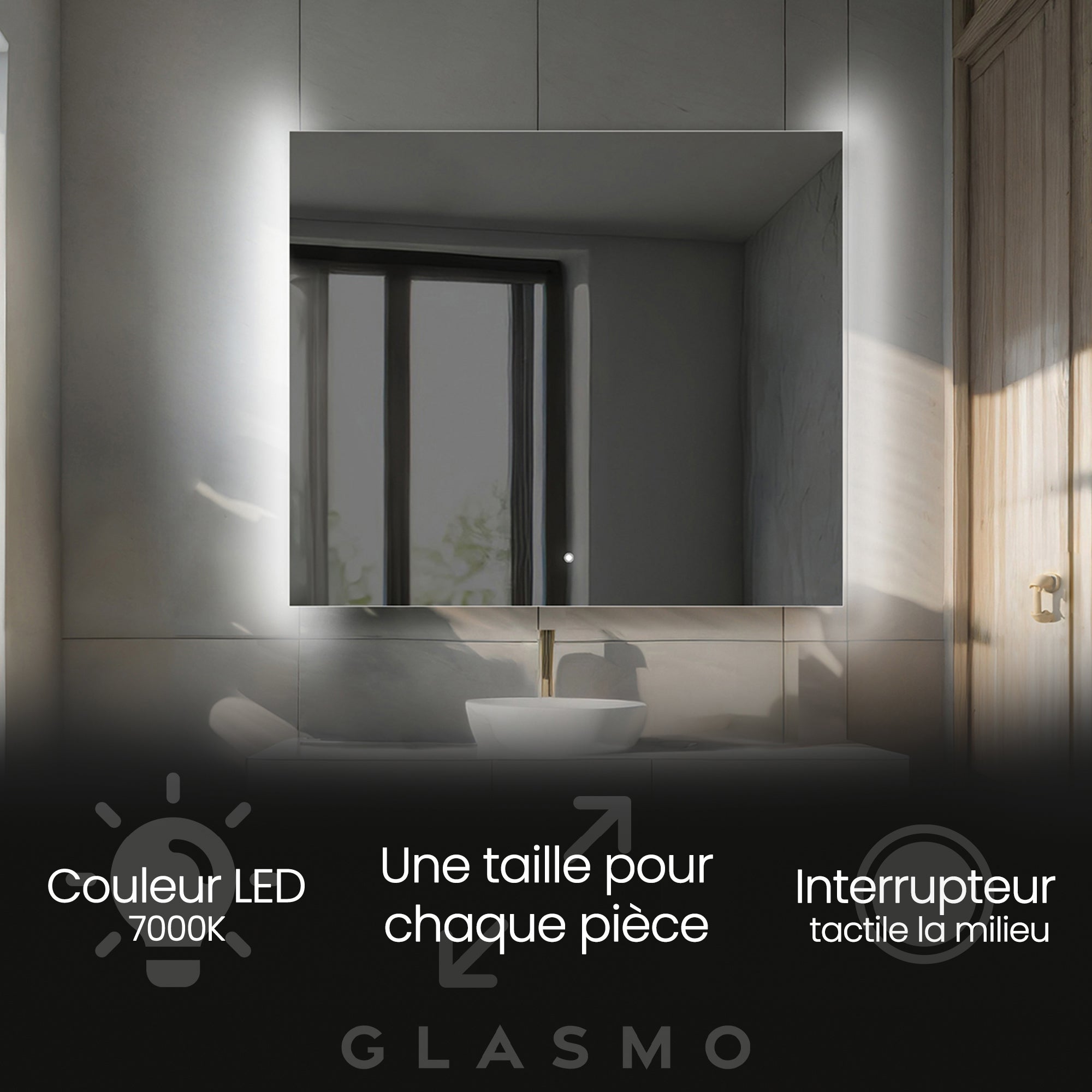 Espejo con Iluminación LED para Baño - Alana | 60x60 cm | Espejo LED ...
