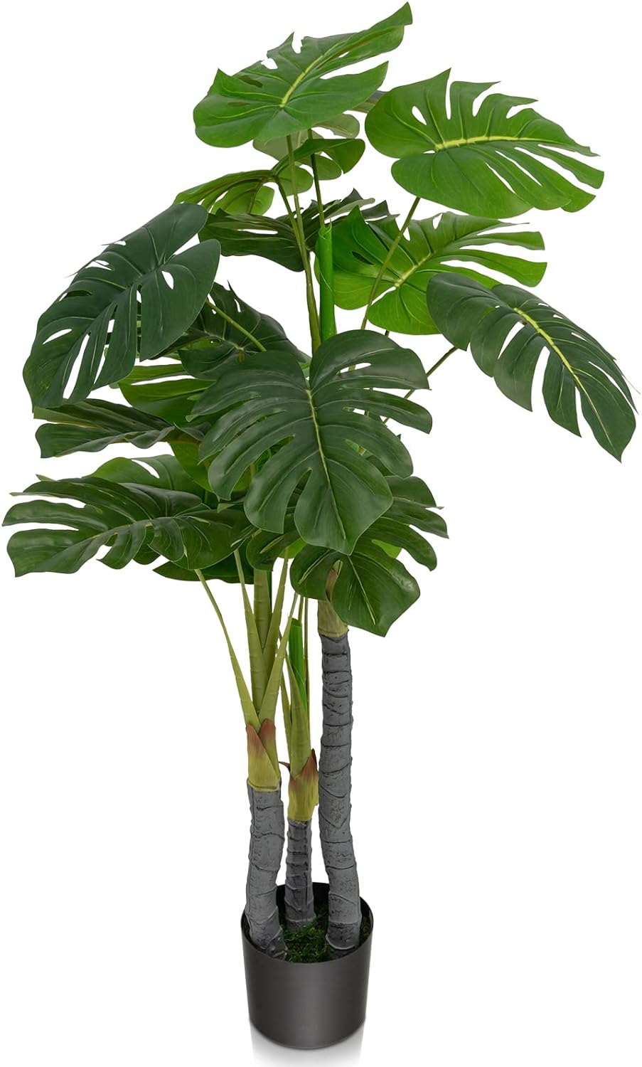 Árbol Artificial de 120 cm, Planta Falsa de Monstera Deliciosa con 20 ...