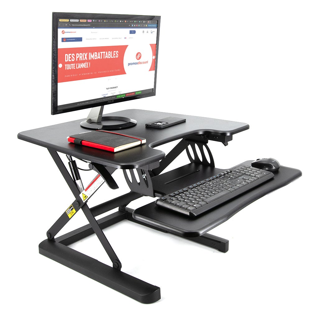 Bureau assis debout Poste de travail réglable en hauteur 67x59 cm ...