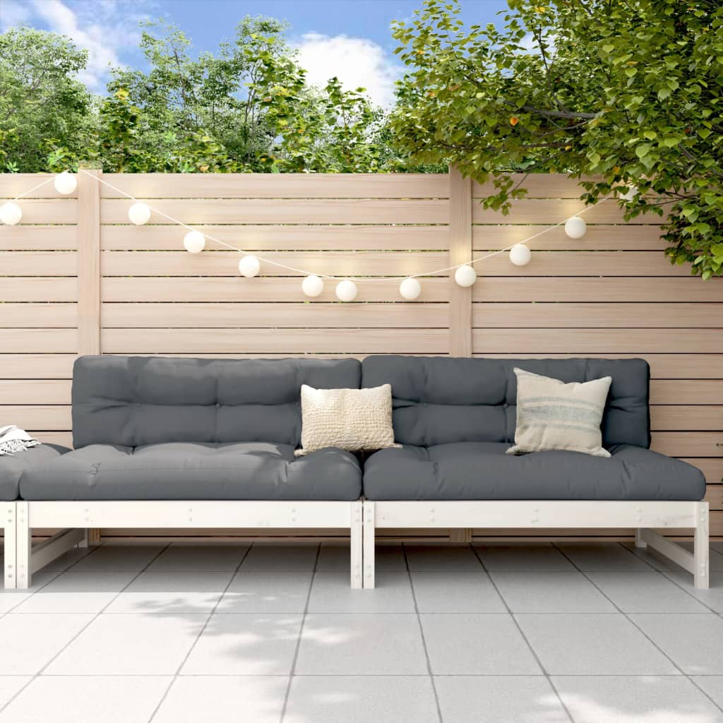 Sofás de jardín central 2pz madera maciza de pino blanco 120x80 cm ...
