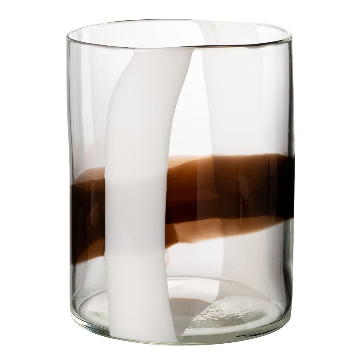 Vase Design en Verre "Iggy" 27cm Blanc & Marron | Leroy Merlin