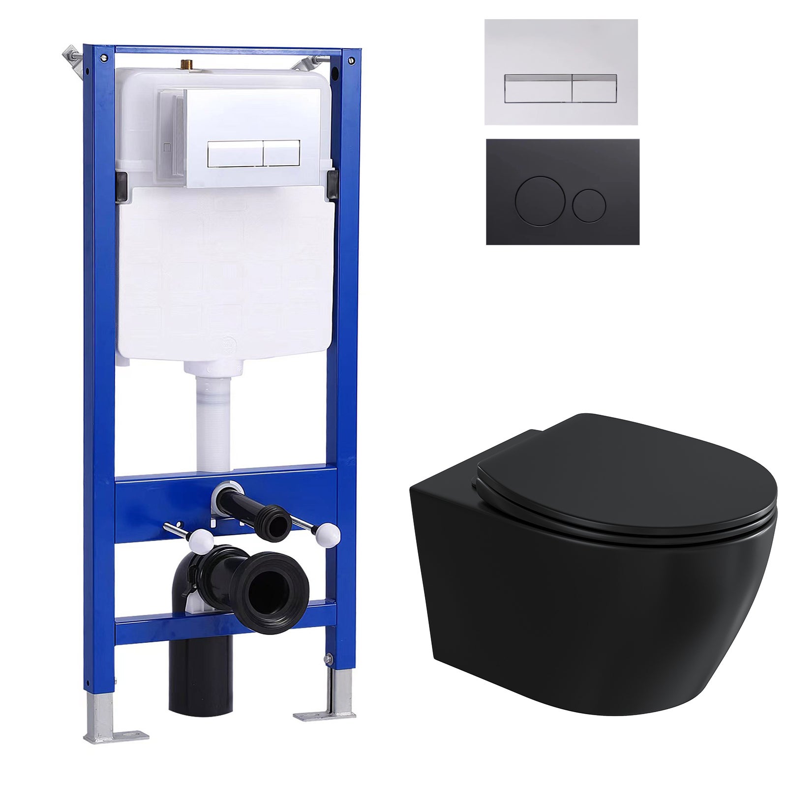 HOROW Inodoro colgante sin bordes, color negro mate con cisterna ...