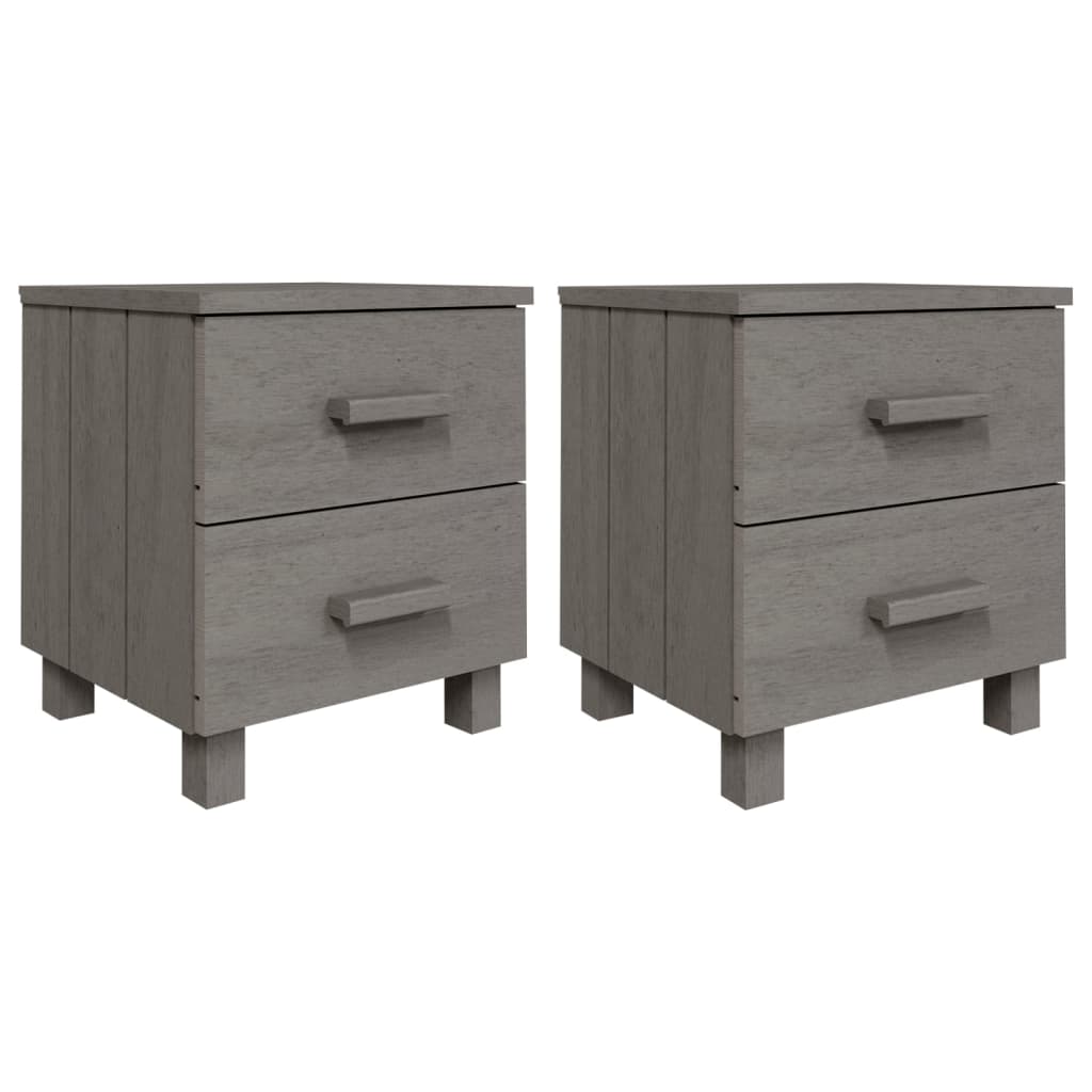 Tables de chevet HAMAR 2 pièces pin massif gris clair 40x35x44,5 cm ...