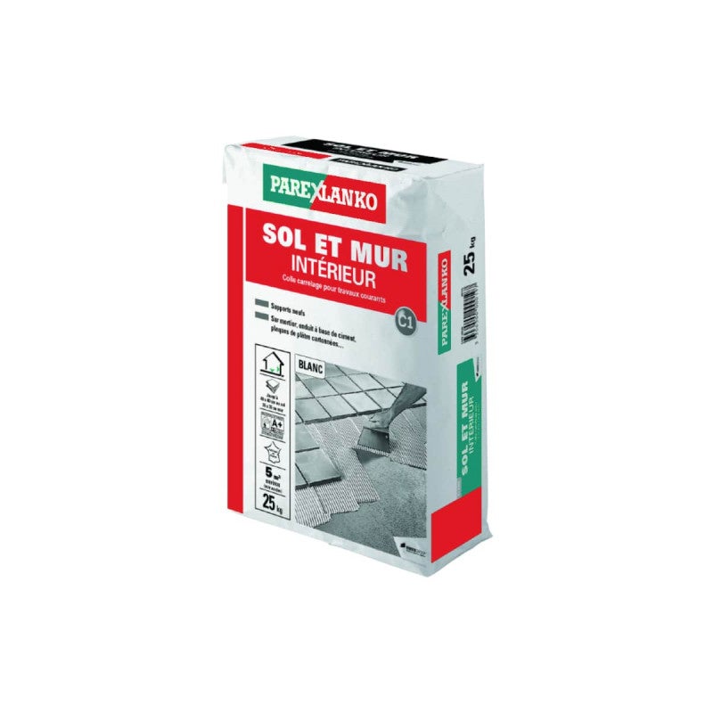 Colle carrelage normale PAREXLANKO Sol et mur intérieur - Blanc - 25 kg ...
