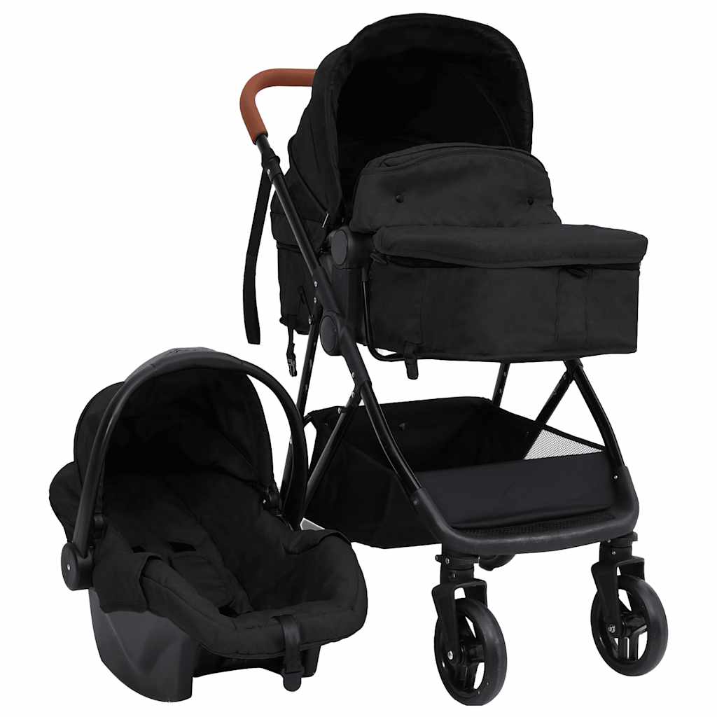 Poussette pour bébé 3-en-1 Anthracite et noir Acier | Leroy Merlin