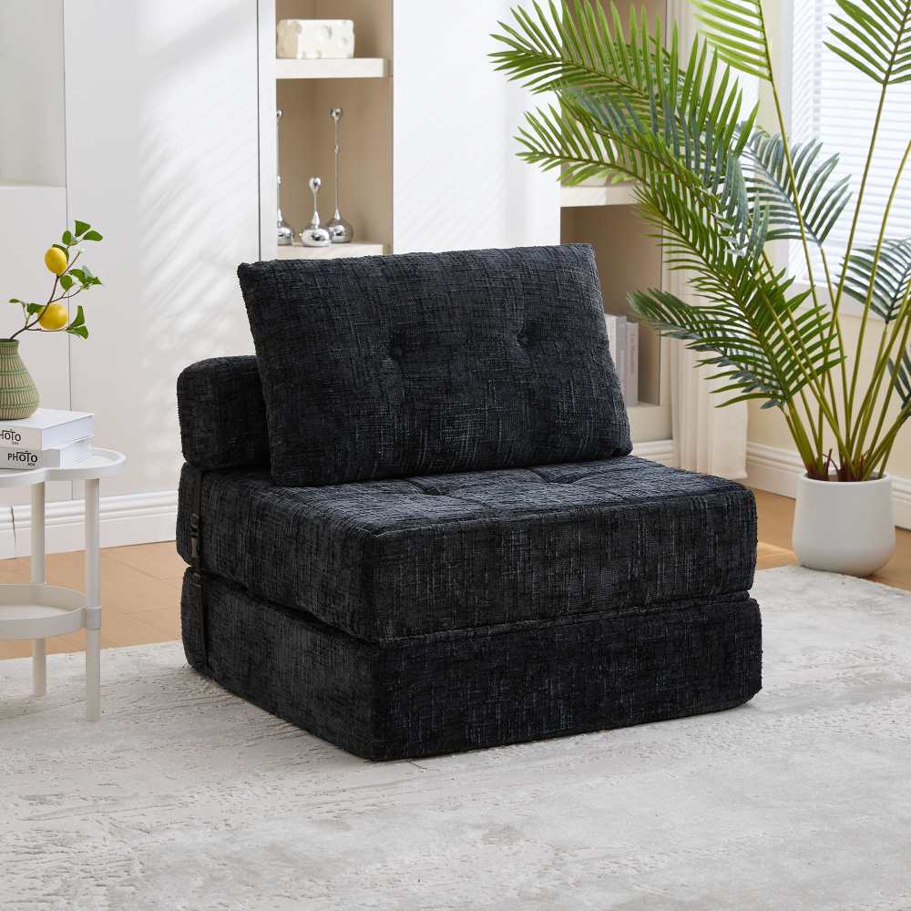 Canapé-lit pliable avec coussins, matelas rabattable confortable ...