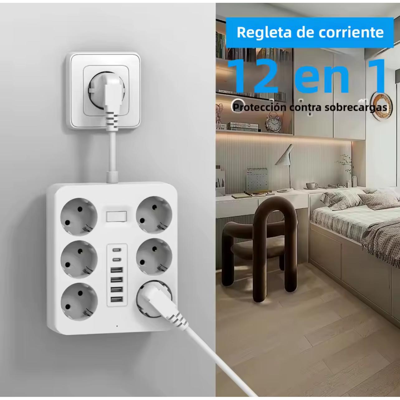 ORION91official - 12 in 1 Multiple Socket Plug with 6 AC Outputs, 4 USB ...
