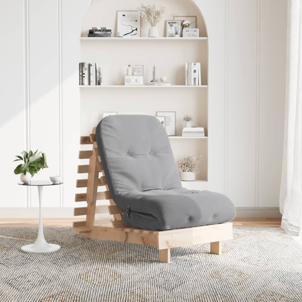 Divano letto futon con materasso 60x206x11 cm in legno di pino ...