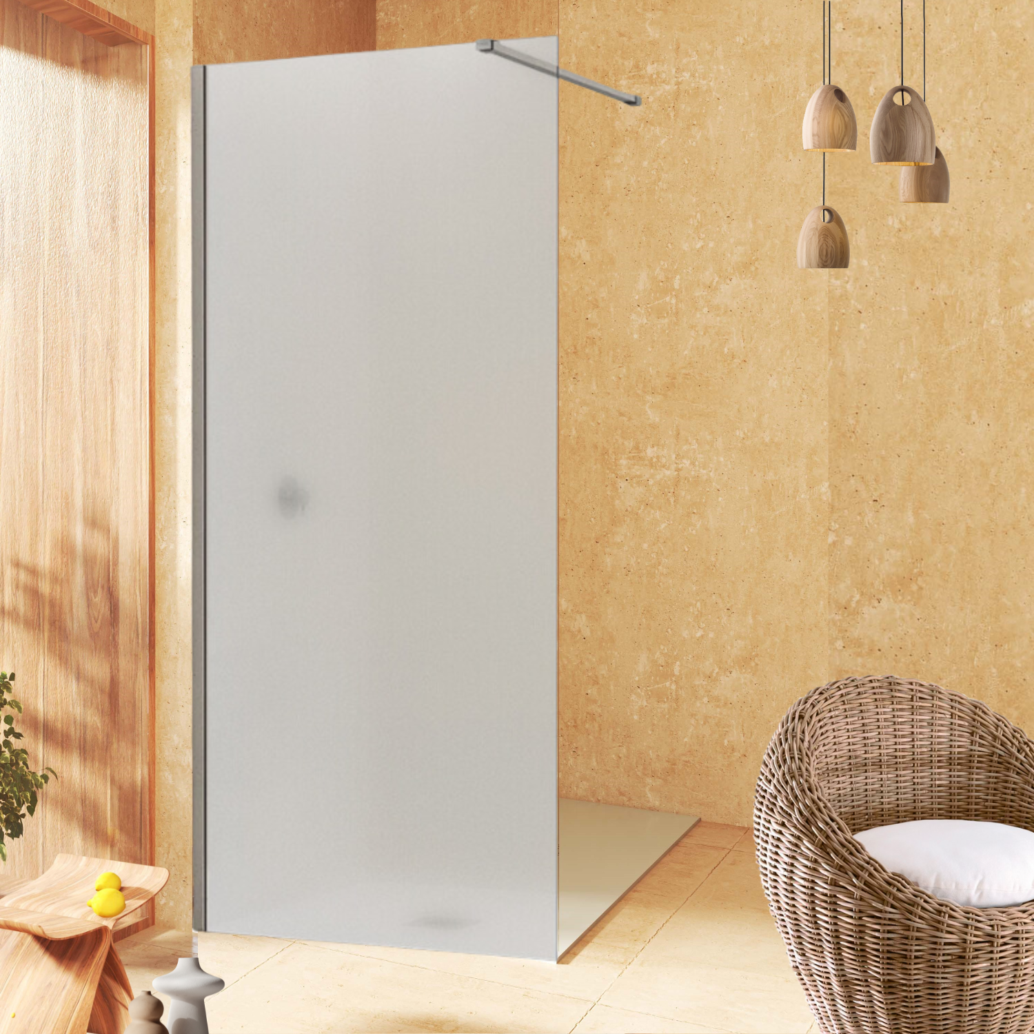 Mampara Panel Fijo Translucido, Fácil instalación SOULBATH Vidrio MATE ...