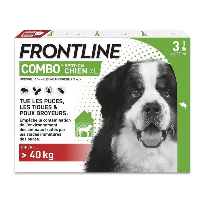 FRONTLINE 3 Pipettes antiparasitaires COMBO Chien 40 kg - Puces, tiques ...