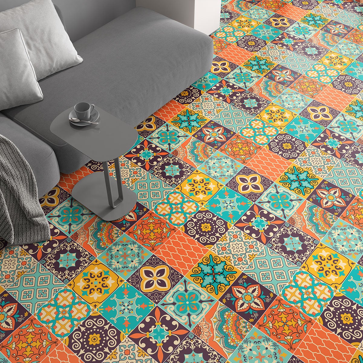 Stickers carrelage de sol anti-dérapant - Motif carreaux de ciment ...