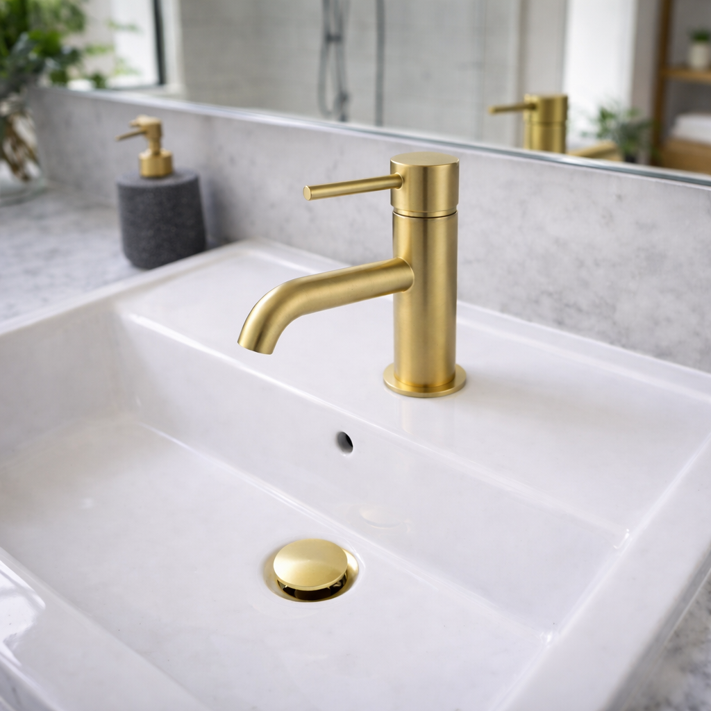 Robinet mitigeur lavabo PICO or brossé | Leroy Merlin