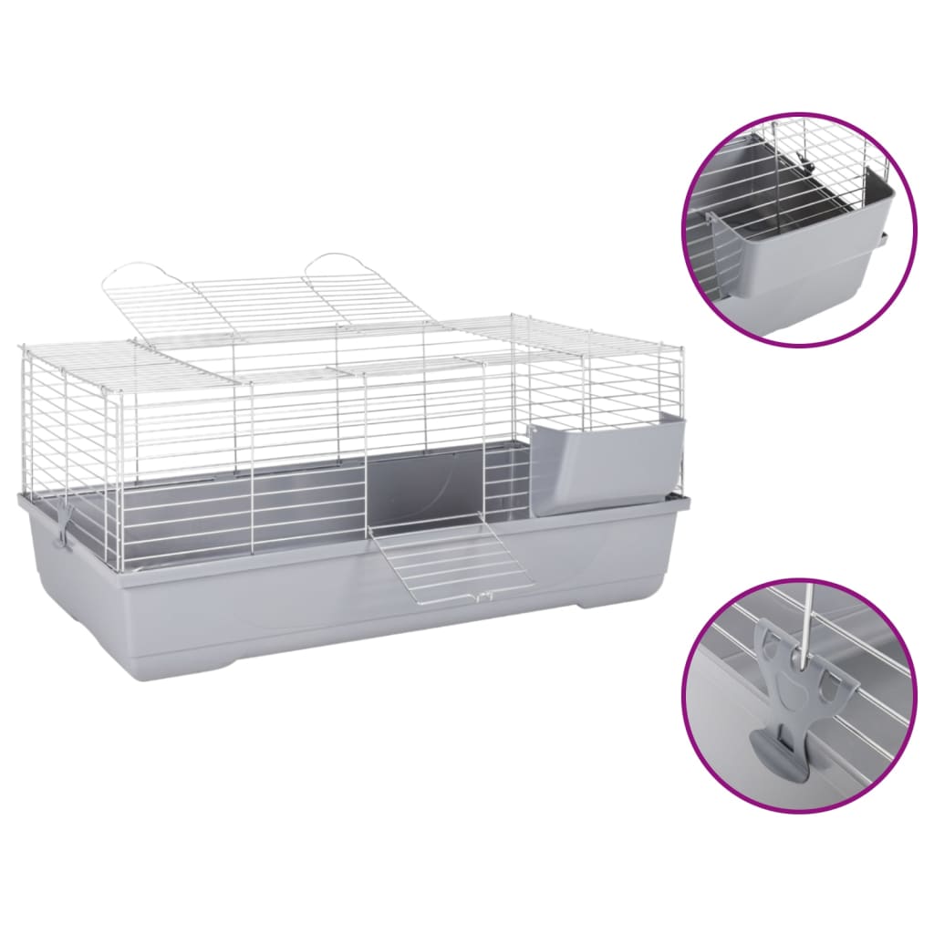 Cage pour petits animaux gris 100x53x46 cm PP et métal | Leroy Merlin