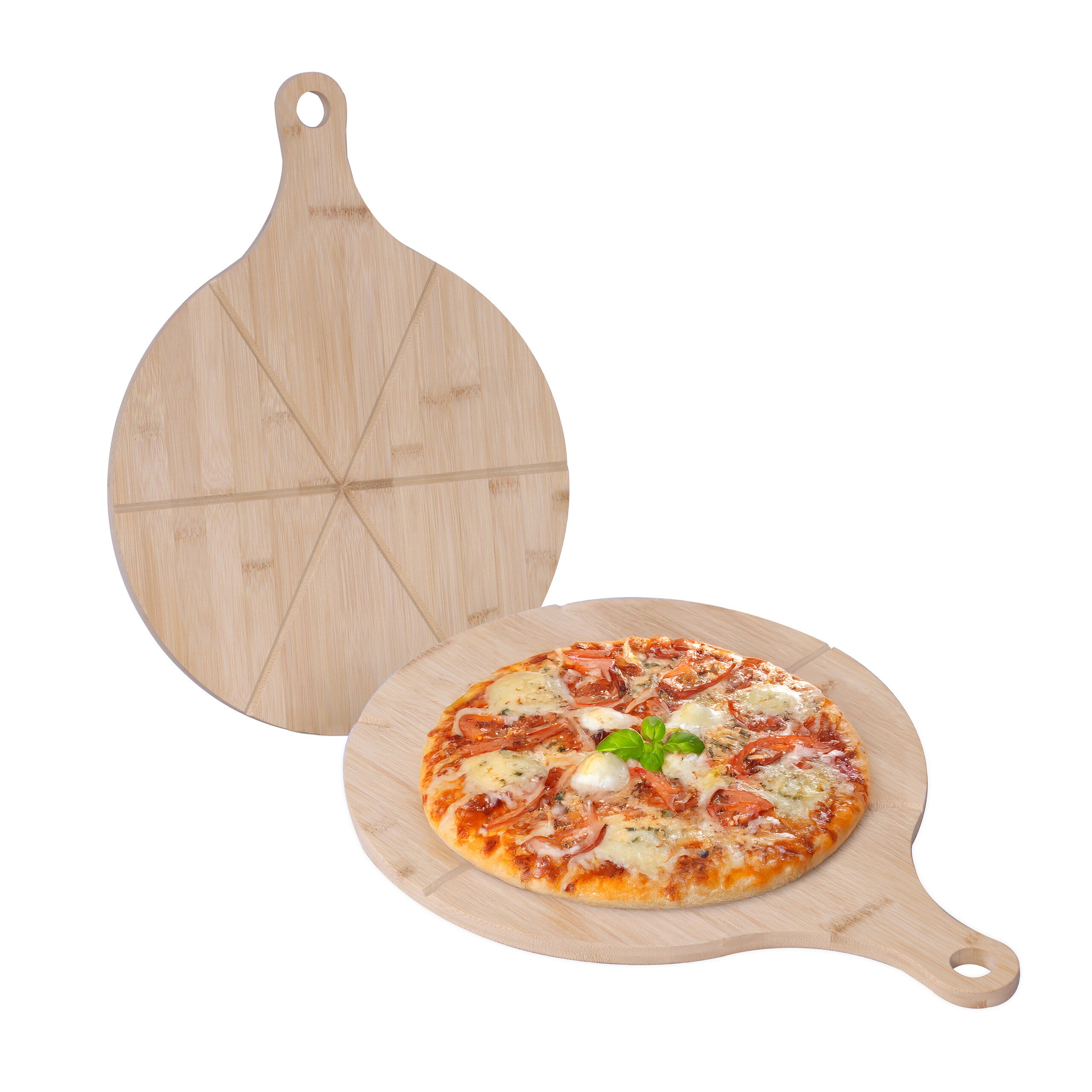 Set de 2 plateaux à pizza en bambou Ø33 cm, planche ronde pour pizza ...