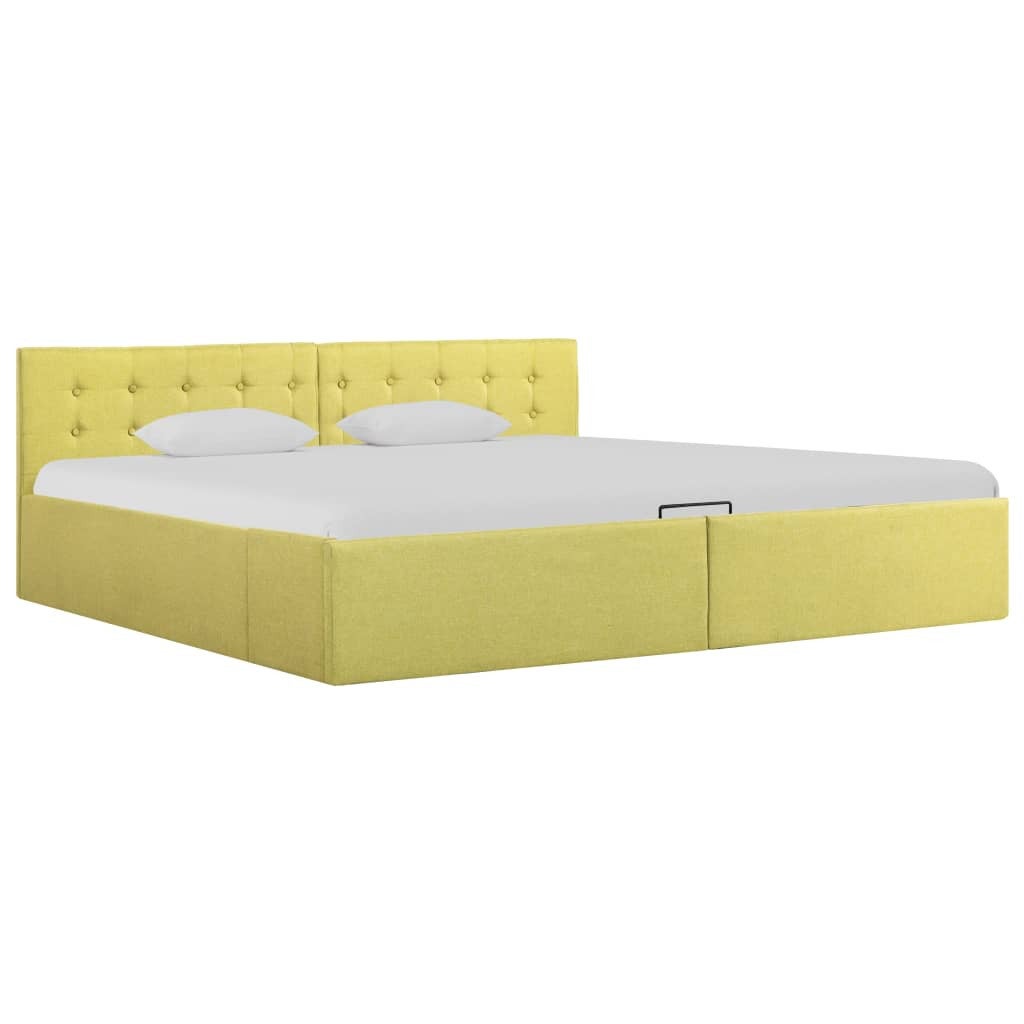 Cadre de lit à stockage hydraulique Jaune lime Tissu 180x200 cm | Leroy ...