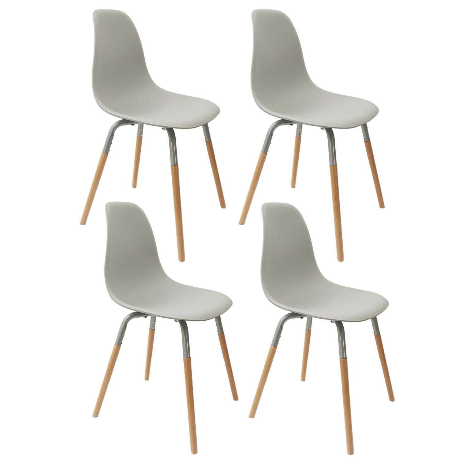 Lot de 4 Chaises scandinave Phenix en polypropylène et métal - Gris ...