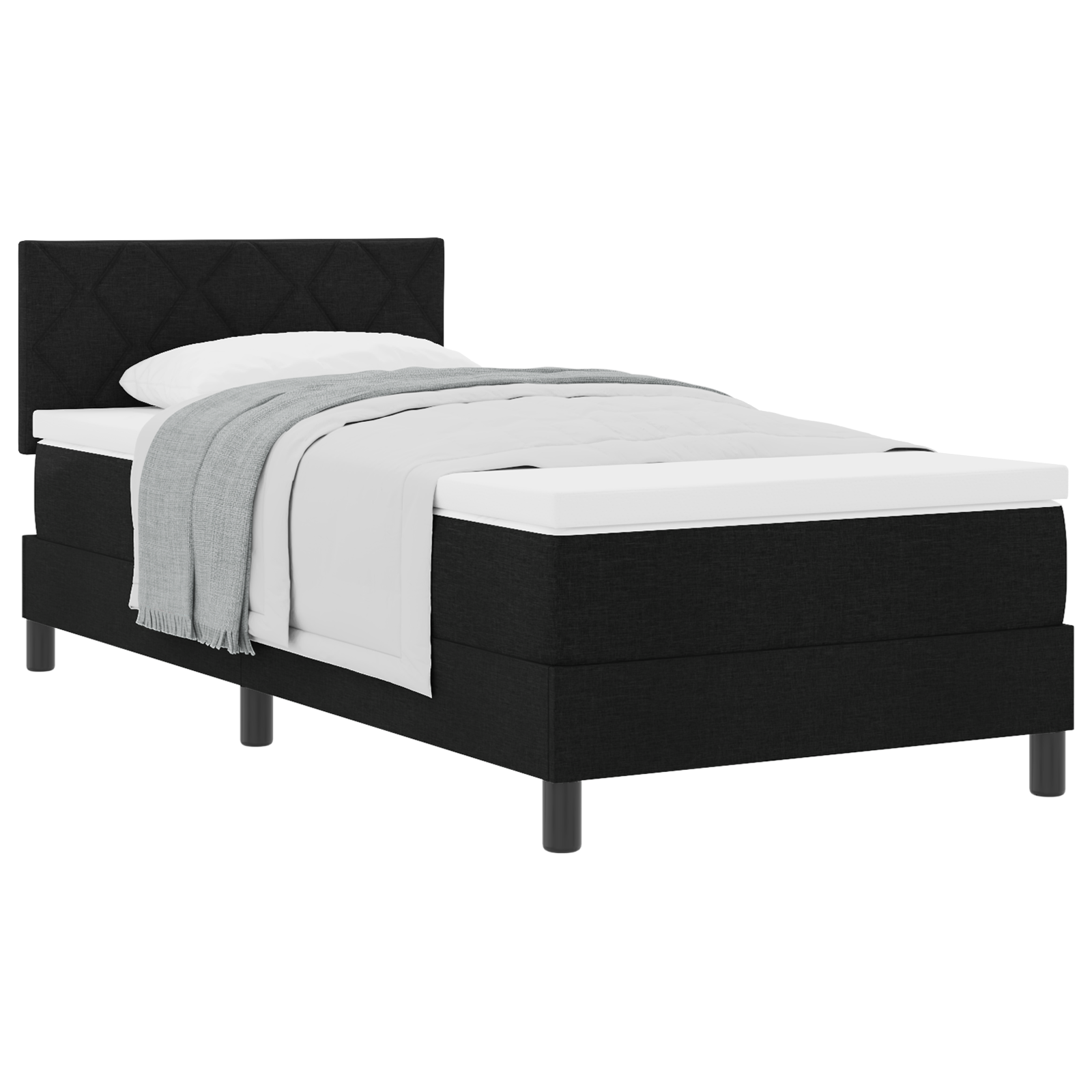 Cama individual | Cama para adultos | Cama de Base con Colchón Negra ...