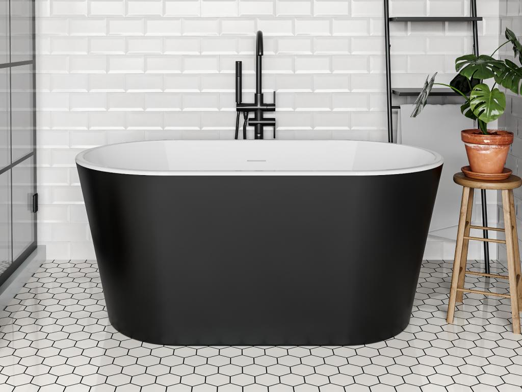 Wanna wolnostojąca owalna - 180 L - 130 x 71 x 58 cm - Czarna ...