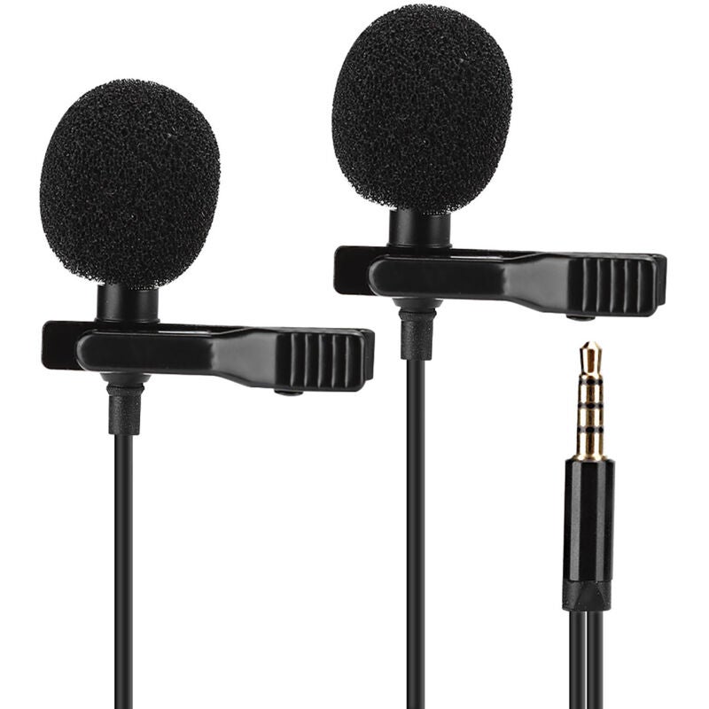 Microphone Double Mini Clip pour Interview En Direct Mobile E1 Noir ...