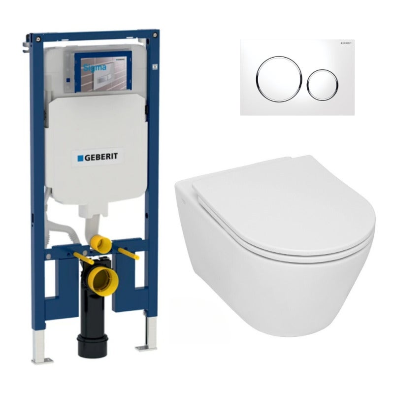 Pack WC Bati-support Geberit extra-plat UP720 + WC sans bride Serel ...