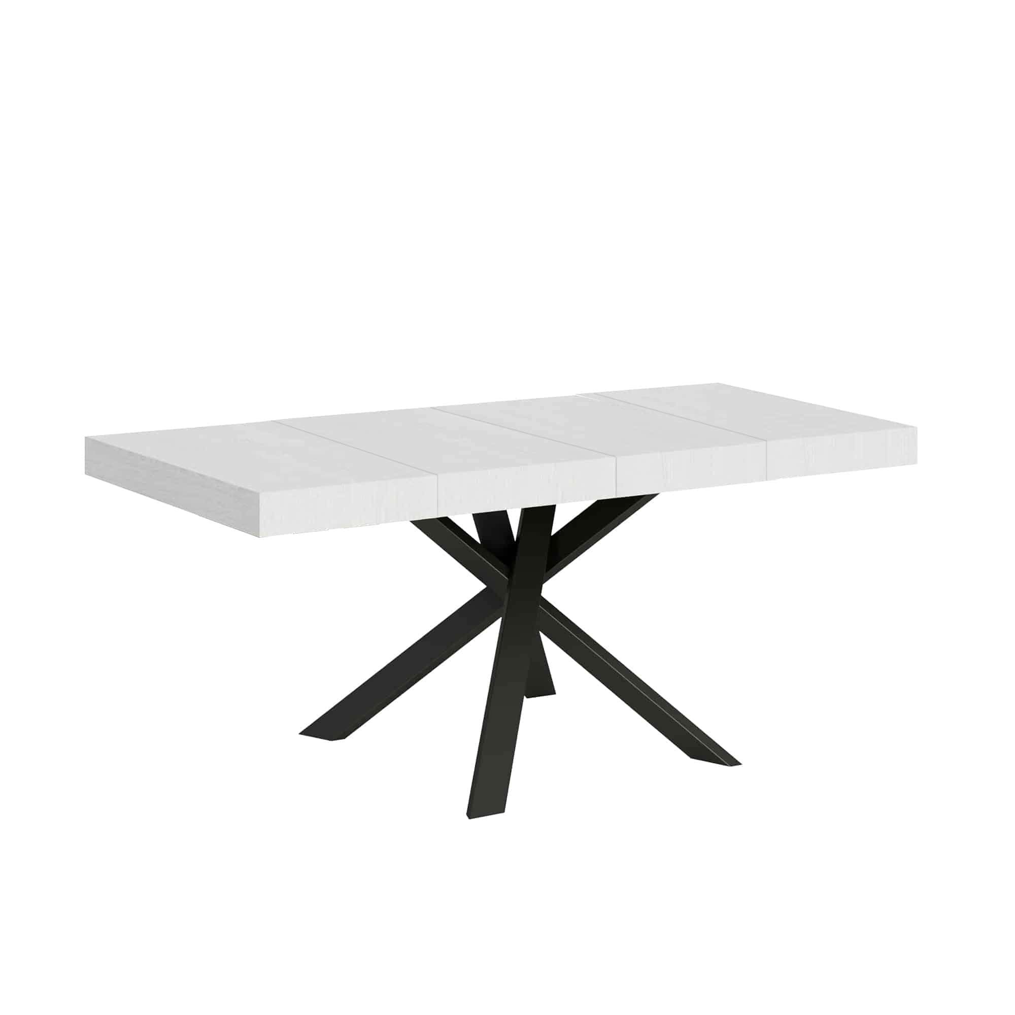 Table extensible 90x90/194 cm Clerk Premium Plateau Frêne Blanc Pieds ...