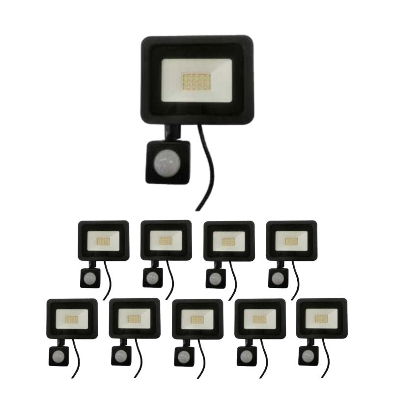 Projecteur LED 30W avec Détecteur de Mouvement Crépusculaire Extra Plat IP65 - Pack de 10 ...