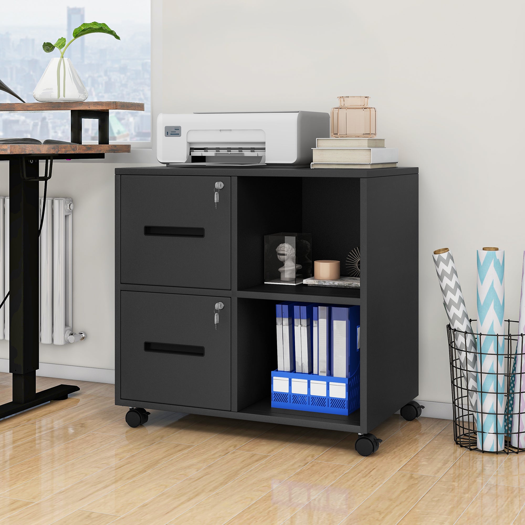 YITAHOME Caisson Acier Bureau - 2 Tiroirs - Rangement avec Serrure ...