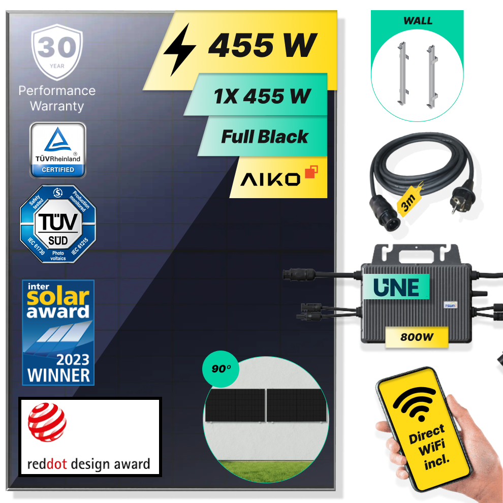 ROBINSUN®️ Kit Solar Enchufable Performance Wall-90 455Wp, 1 panel Aiko ...