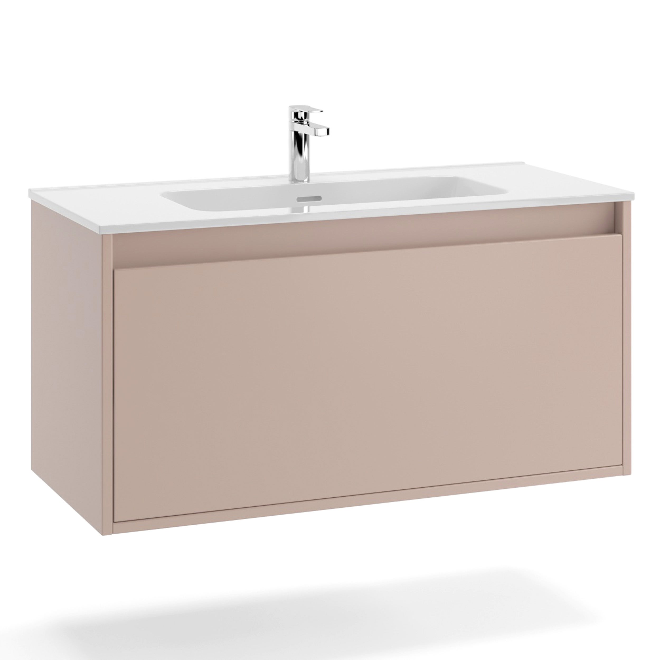 Mueble de baño Zahara 100x45x50cm, color Rosa Duna, con lavabo cerámico ...
