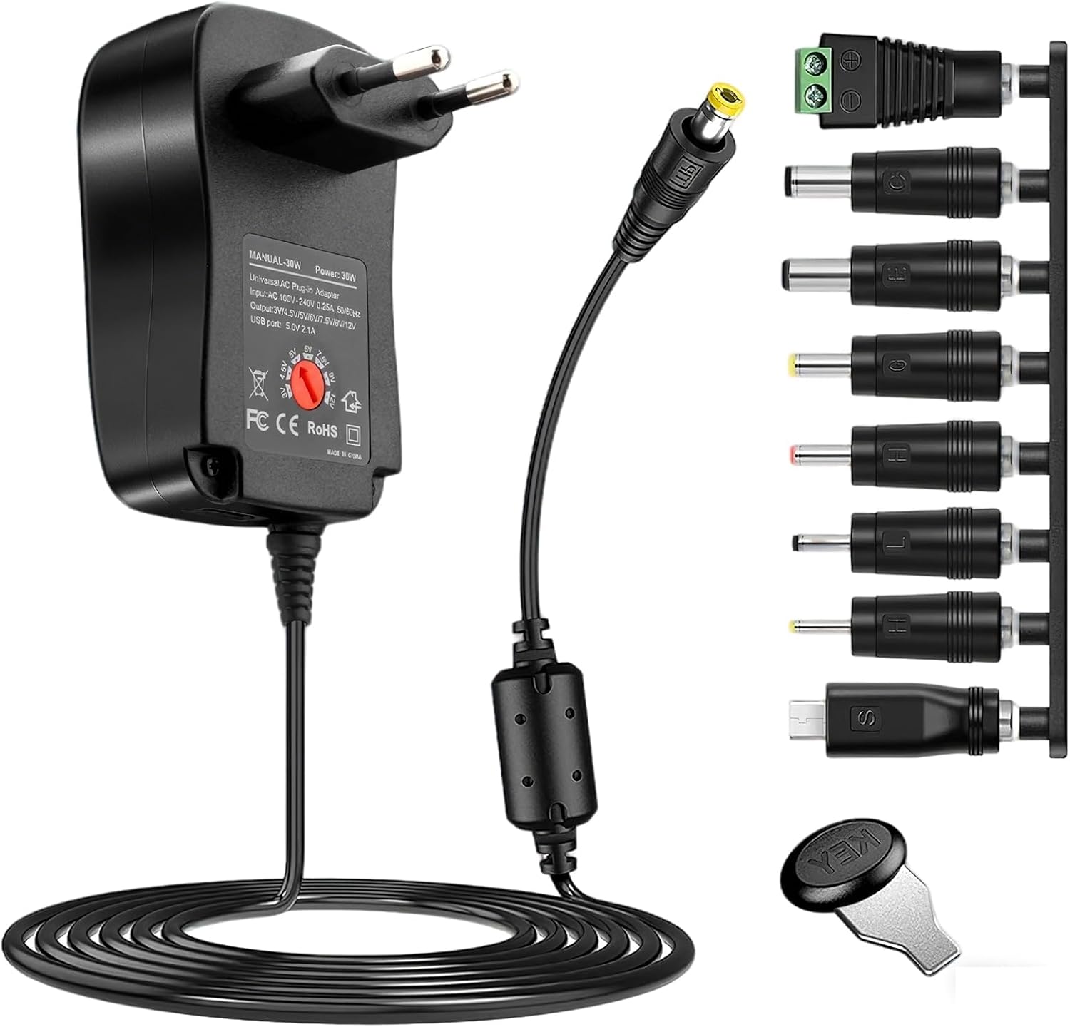 12W Adaptateur Secteur Universel AC DC 12V 3V 4.5V 5V 6V 7.5V 9V ...