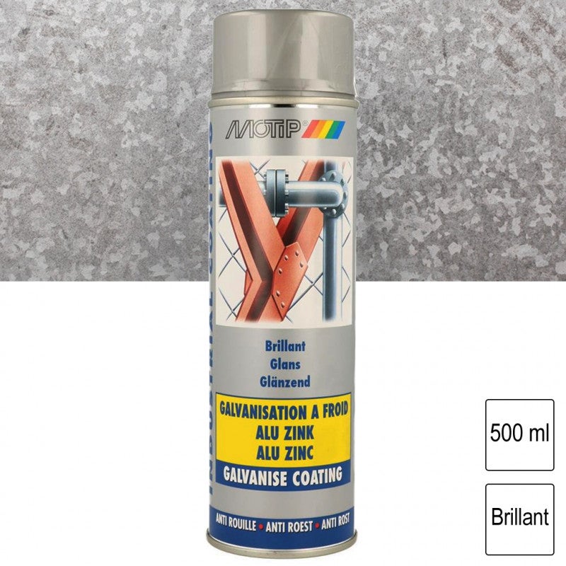 Peinture aérosol galvanisation à froid brillante alu-zinc 500 ml MOTIP | Leroy Merlin