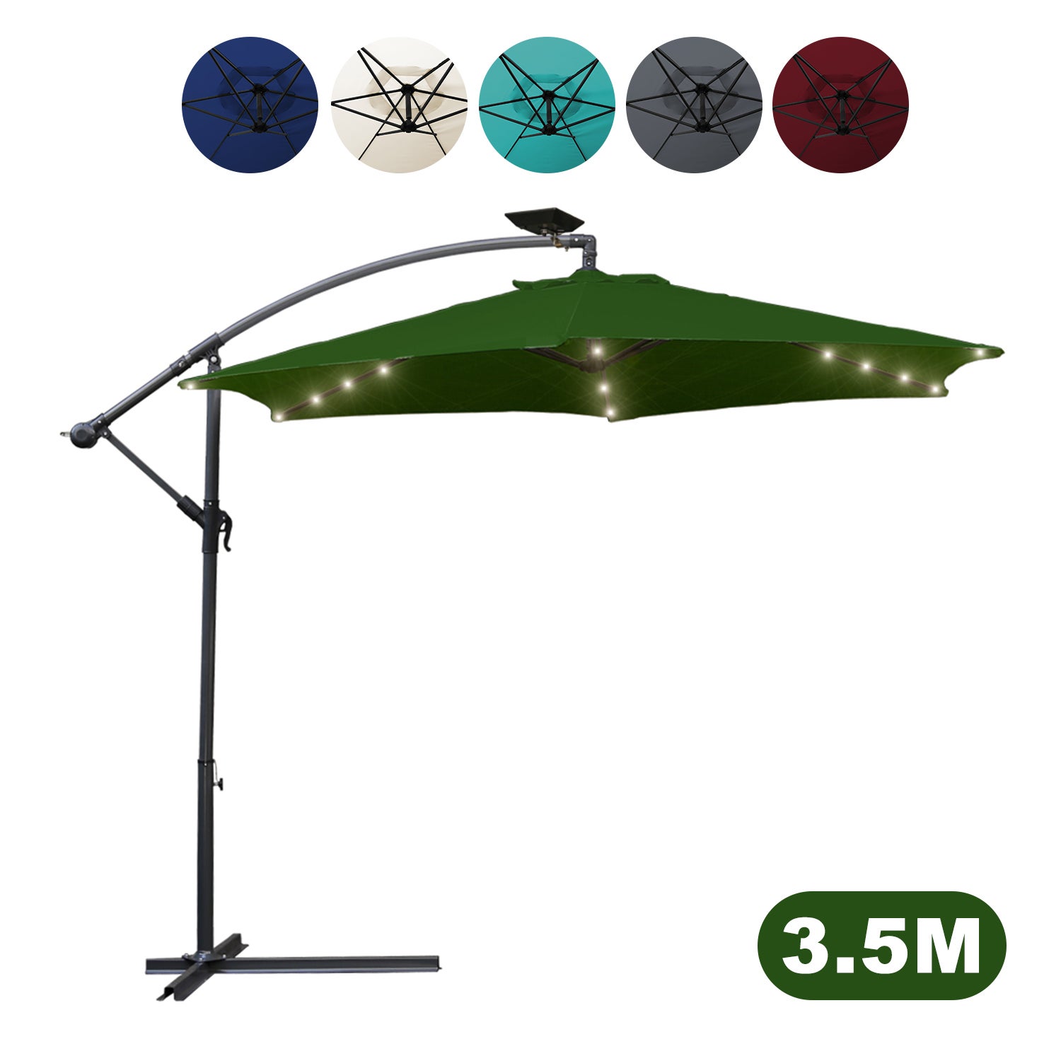 3.5M Parasol déporté Inclinable,UV 30+,Parasol Rotatif, avec éclairage ...