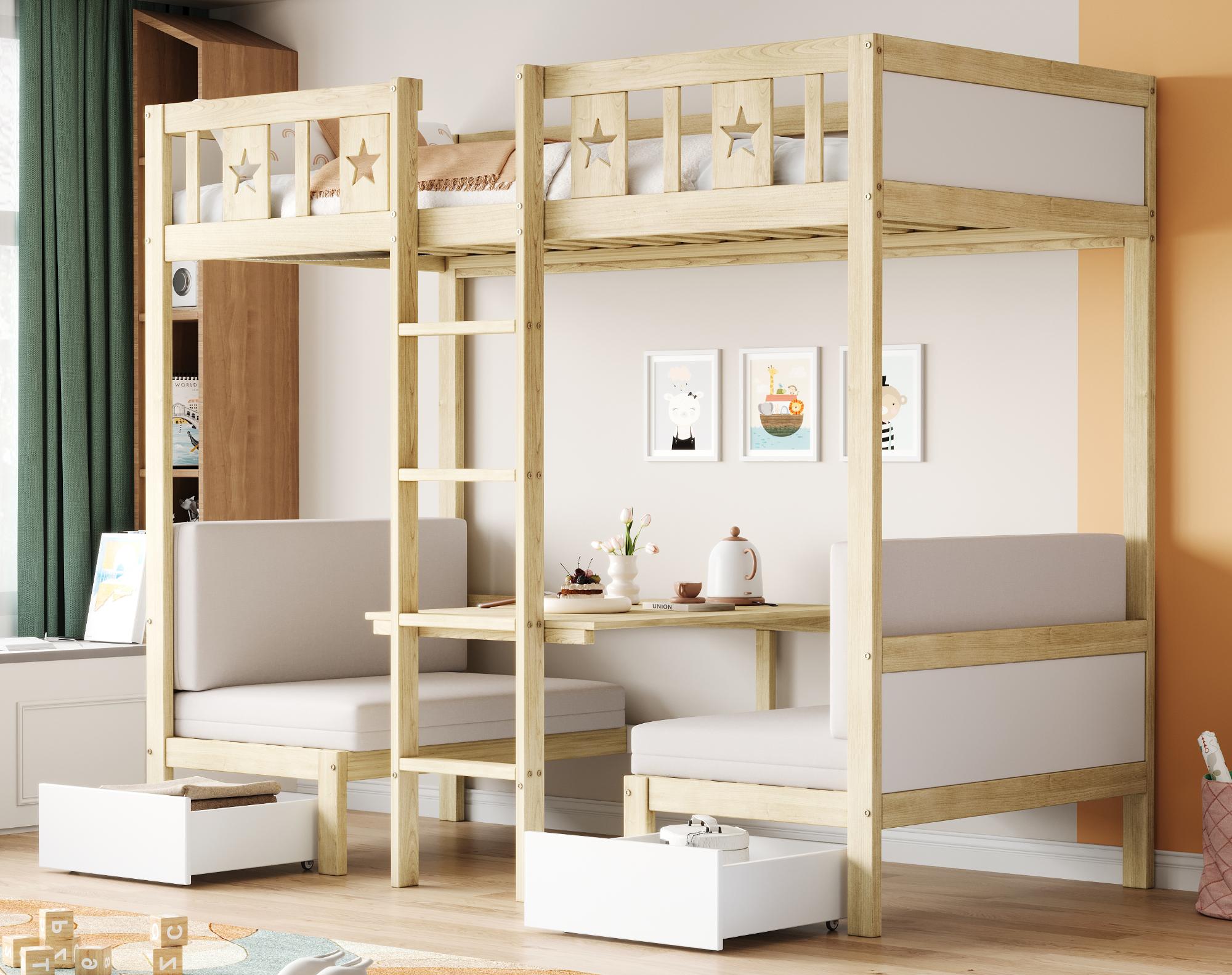 Lit superposé 90x200cm - un bureau convertible en lit en dessous - avec ...