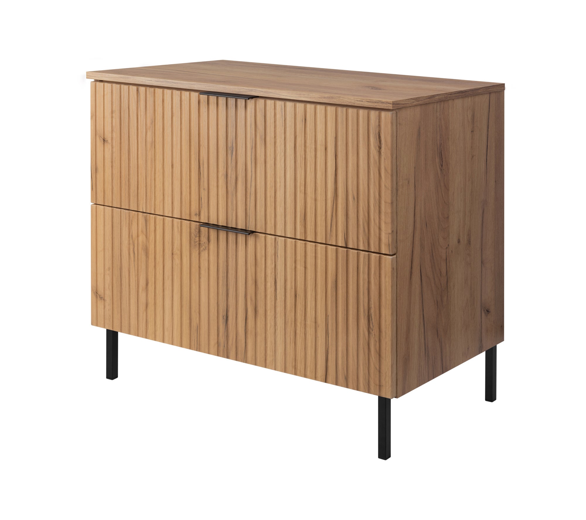 Meuble de salle de bain, Chêne Craft + poignée noire, 80 x 77 x 46 cm ...