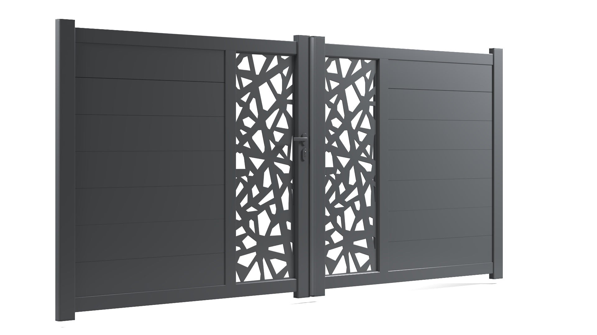 Portail aluminium 2 vantaux IMOLA Gris 7016 Haut 160 x Larg 400 cm ...