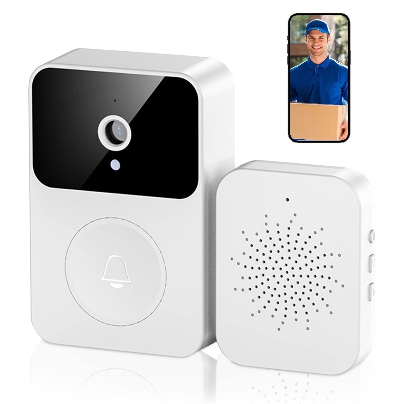 Sonnette Sans Fil Caméra Sonnette Visuelle Intelligente 1080p HD Vision ...
