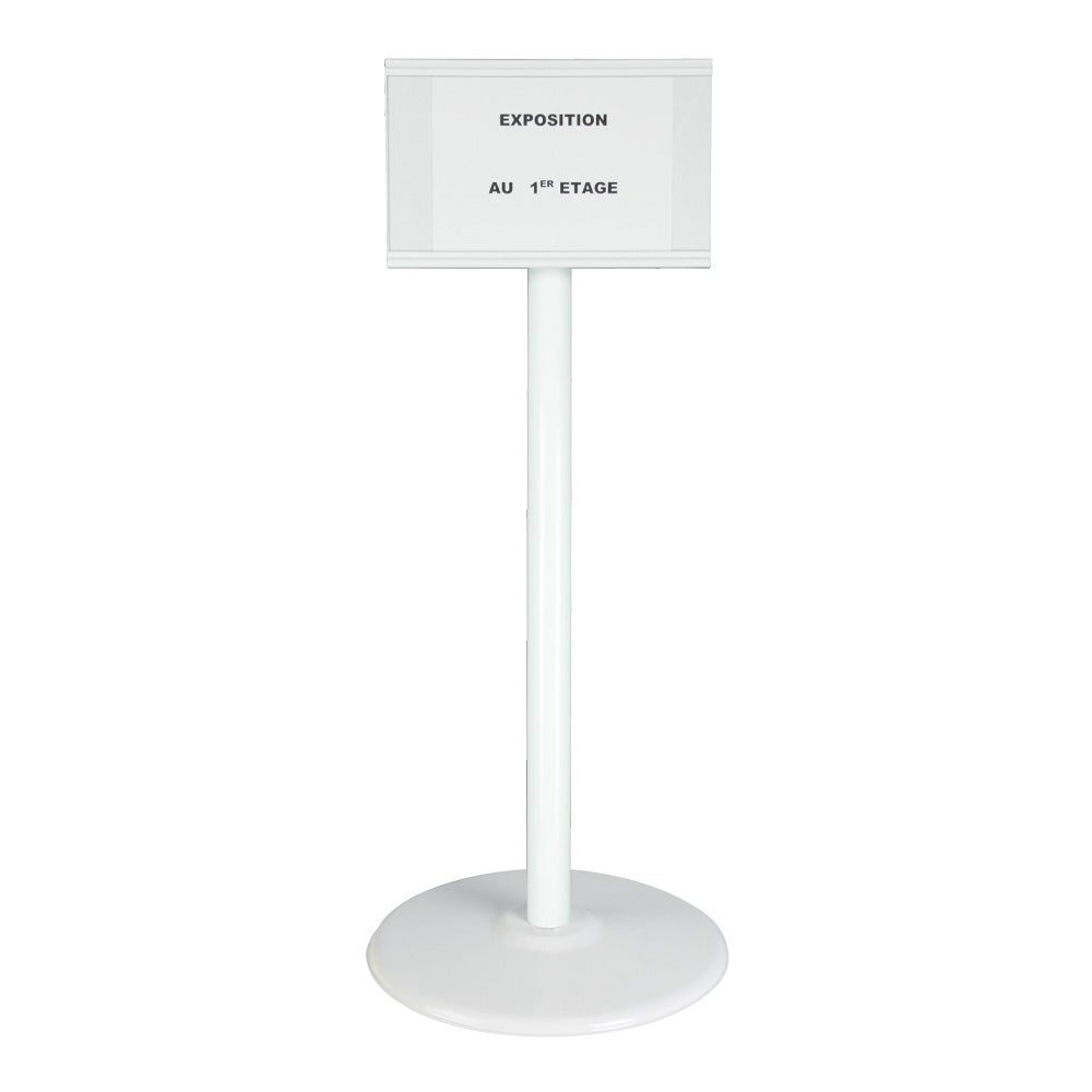 Poteau acier Blanc sur socle acier avec support panneau - 2000185 ...