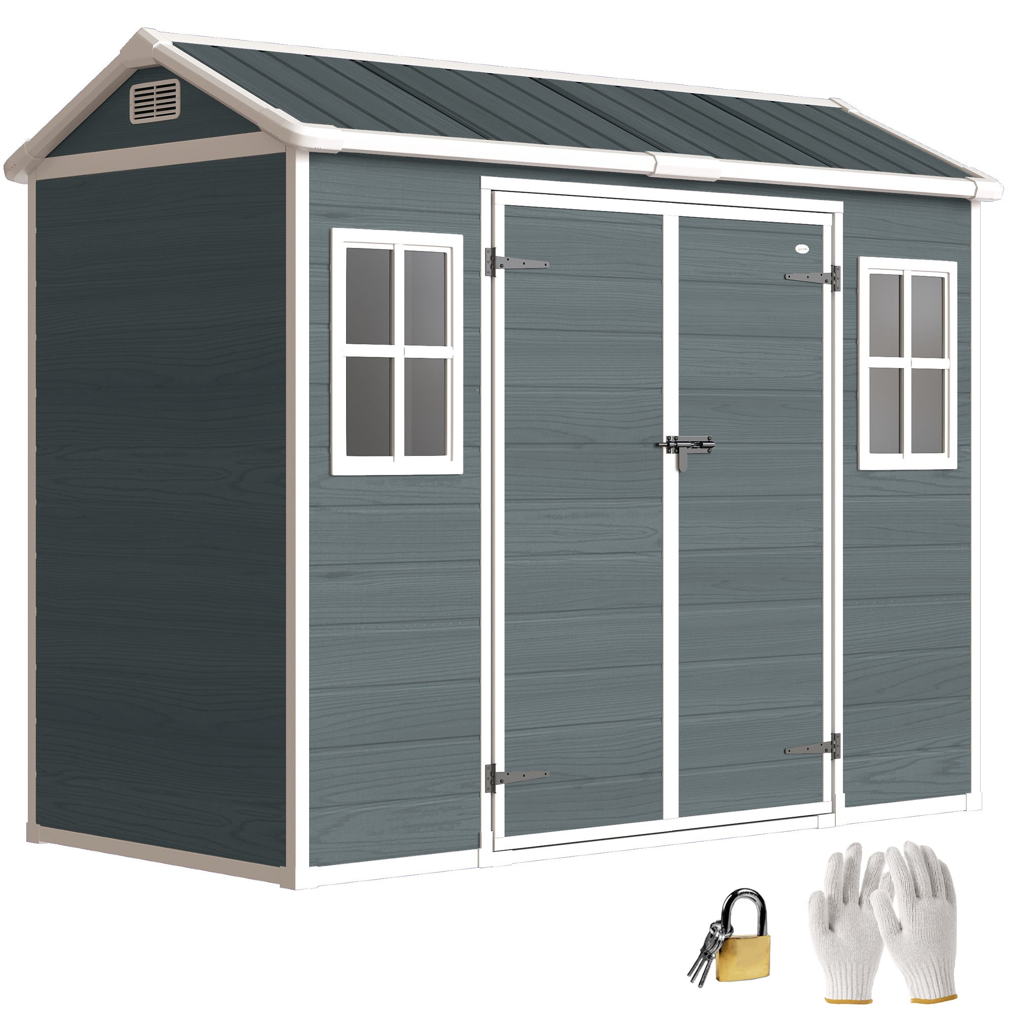 Cabane 2,77 m², effet bois, 2 fenêtres, double porte, ventilation, sol ...
