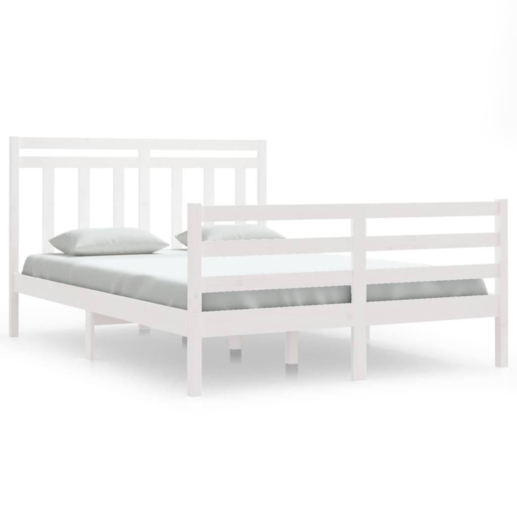 Lit double | Lit adulte | Cadre de lit Blanc Bois massif 140x200 ...