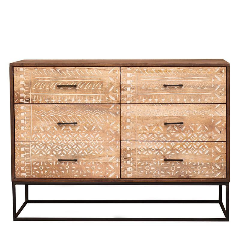 Commode bois et métal 110cm NOA - L 110 x l 42 x H 80 cm - Kayu Meuble ...