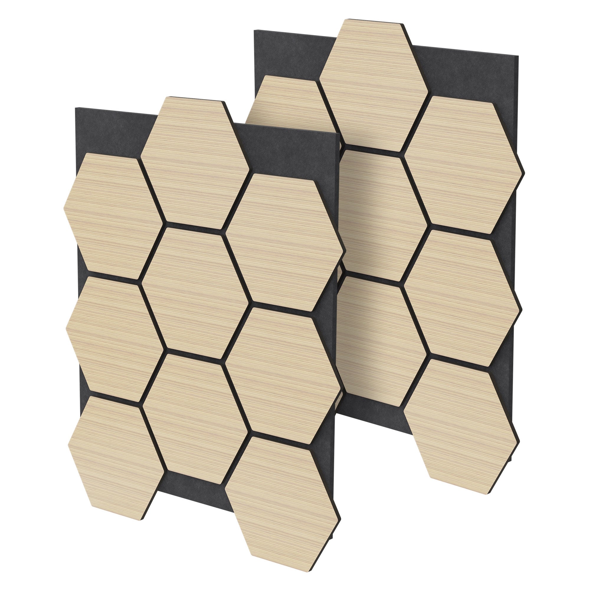 Lot de 2 panneaux acoustiques 66x81x2cm 1m² motif bois chêne hexagonal ...