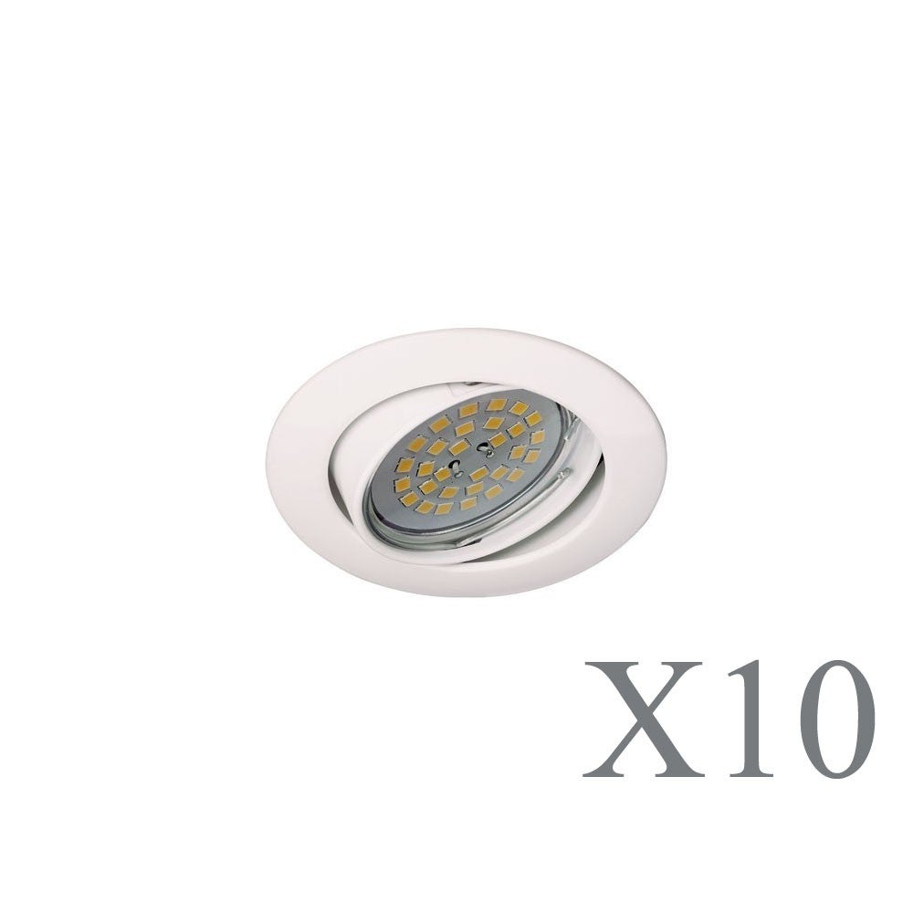 Pack 10 Spot Encastré Basic Rond Blanc Réglable avec support de lampe ...