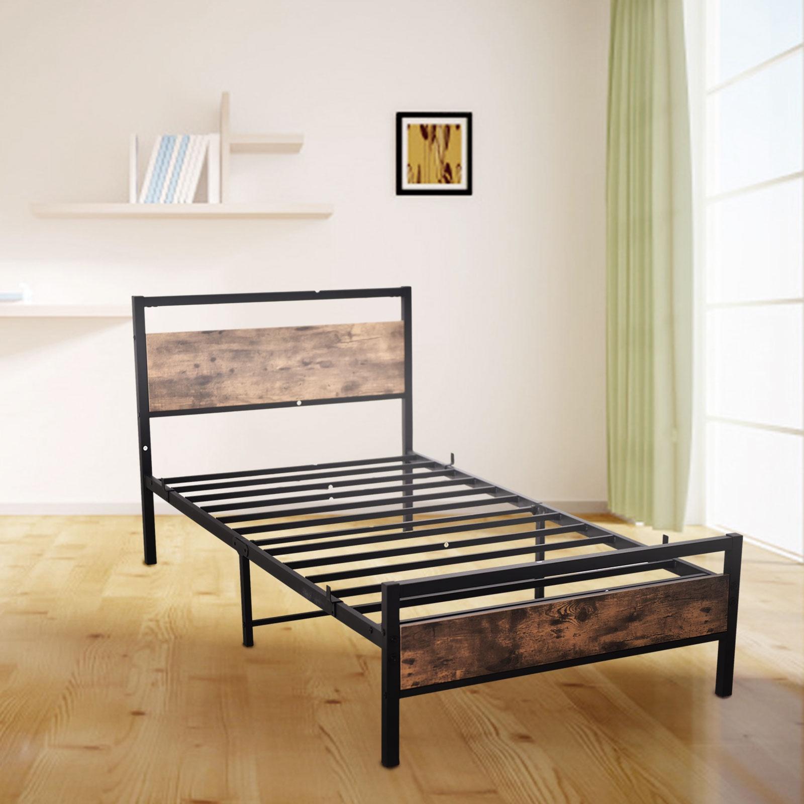 Lit double en métal et MDF 140 x 200 cm, noir | Leroy Merlin