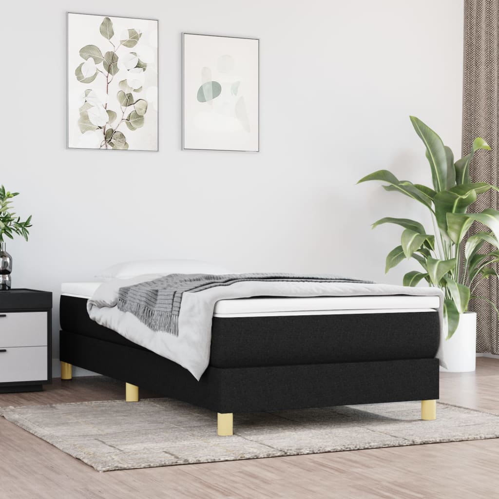 Lit à sommier tapissier avec matelas Noir 90x190 cm Tissu | Leroy Merlin