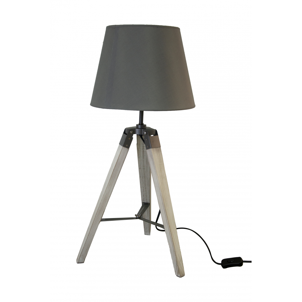 Lampe à poser avec Abat-jour Tissu Gris - D30XH66.5CM | Leroy Merlin