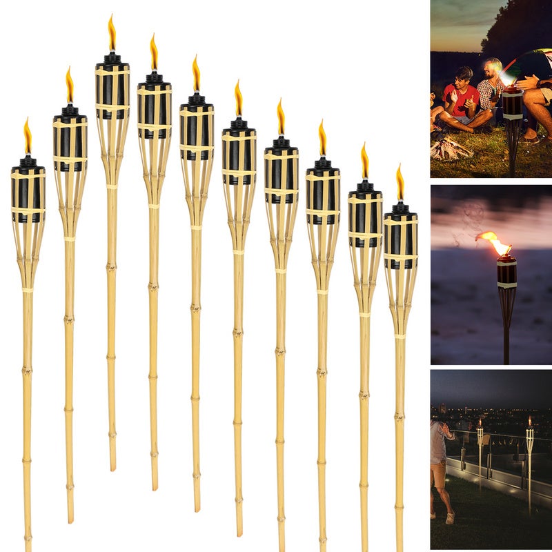 Juego de 10 antorchas de jardín, antorchas de bambú, con mecha ...